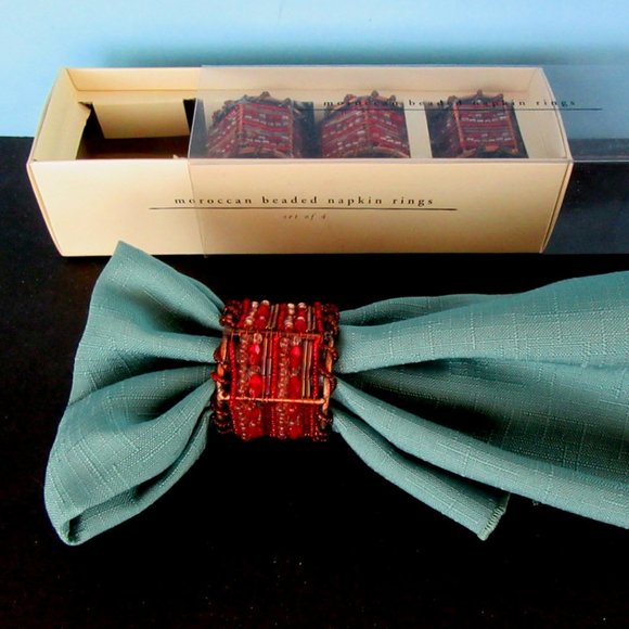 Pier 1 | Dining | Pier One Moroccan Beaded Napkin Rings Set Of 4 New ...